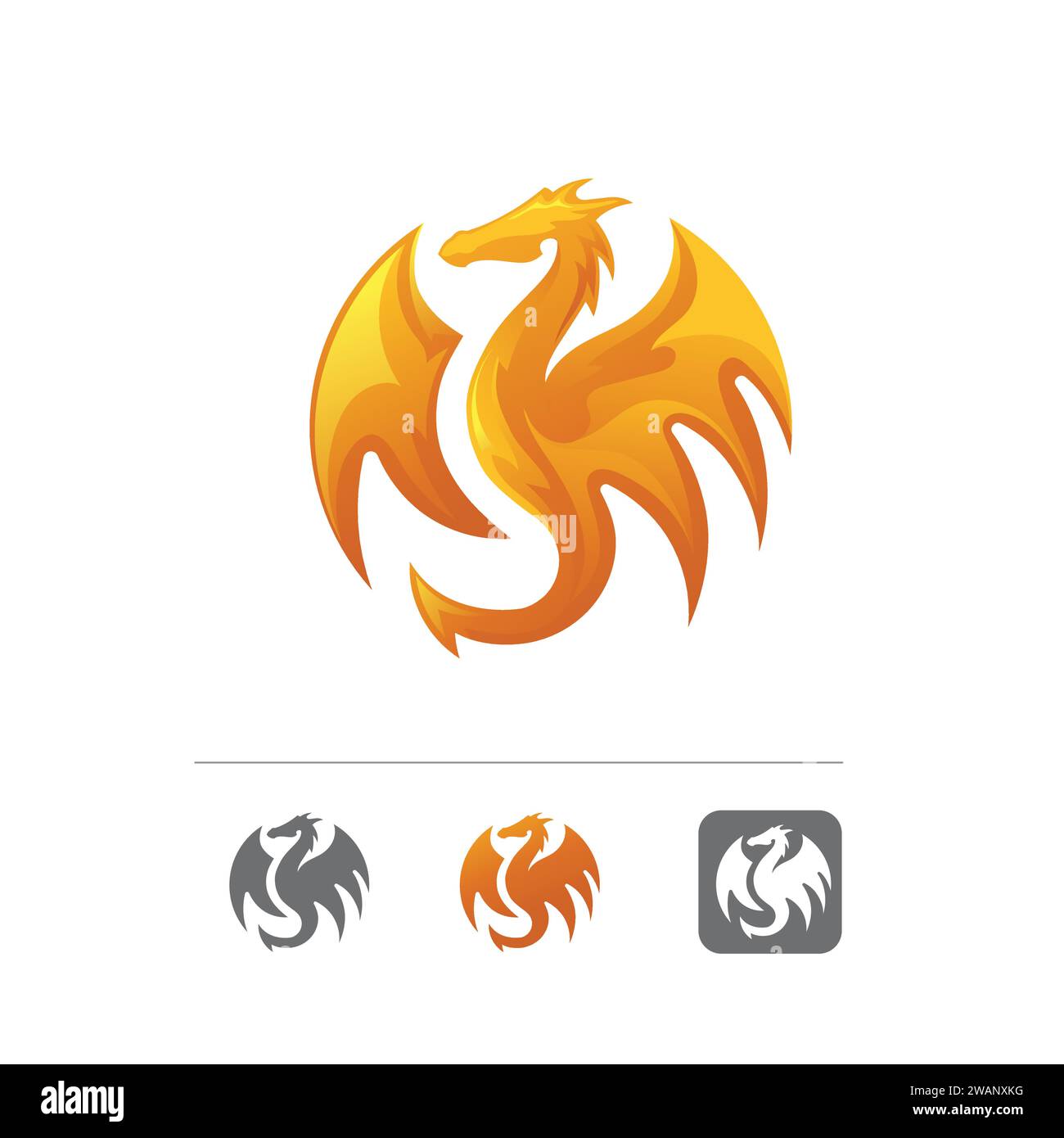 Dragon with Gradient Colorful Style vector illustration Stock Vector ...