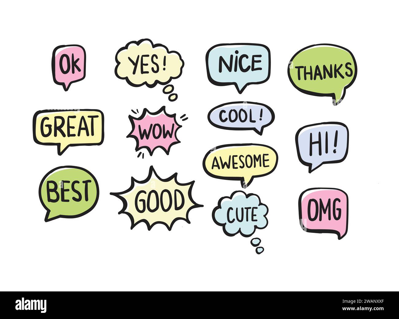 Set of comic speech bubbles. Chat, communication concept. Vector Stock ...