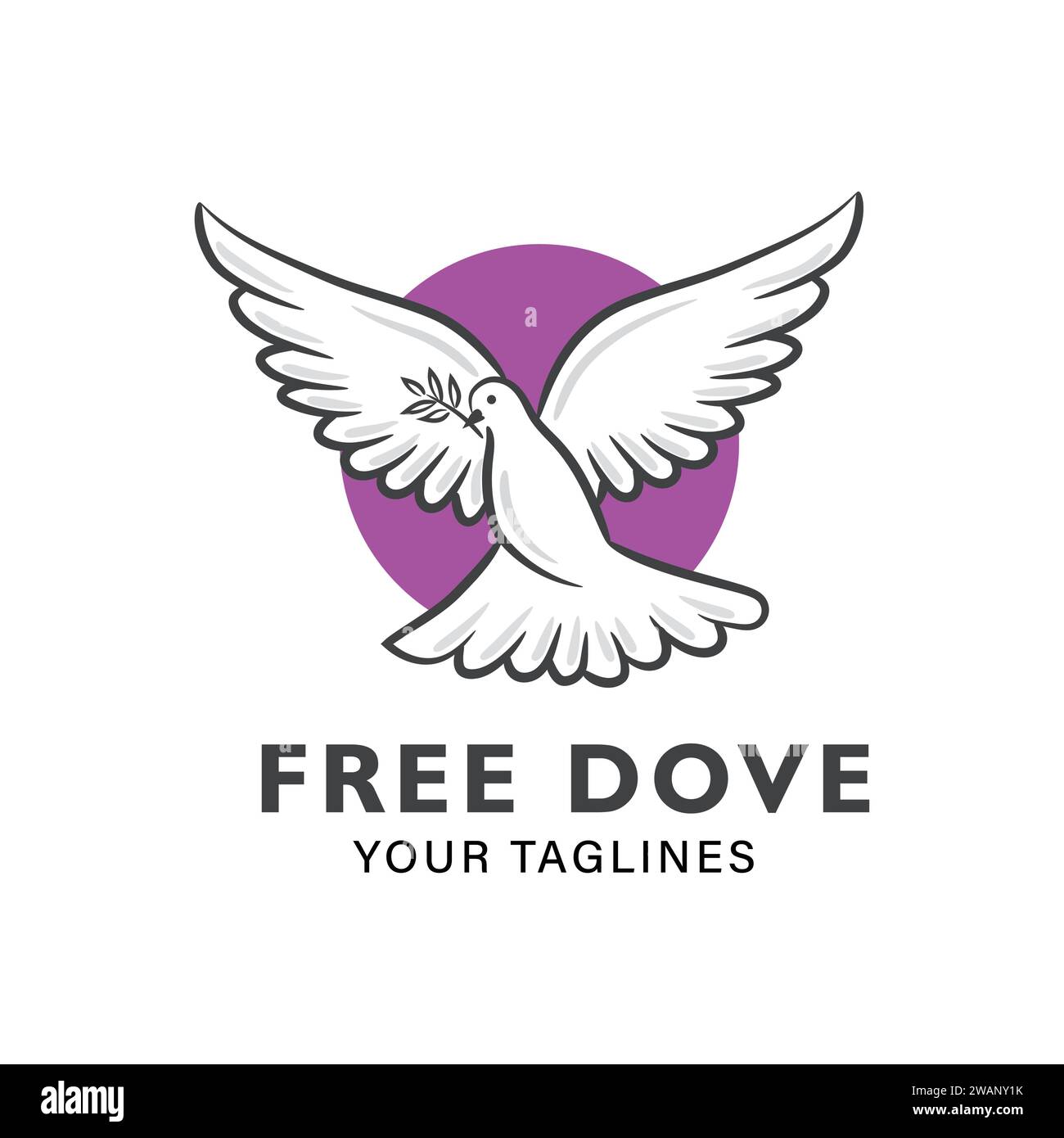 Abstract flying white dove vector illustration, dove cartoon hand drawn ...