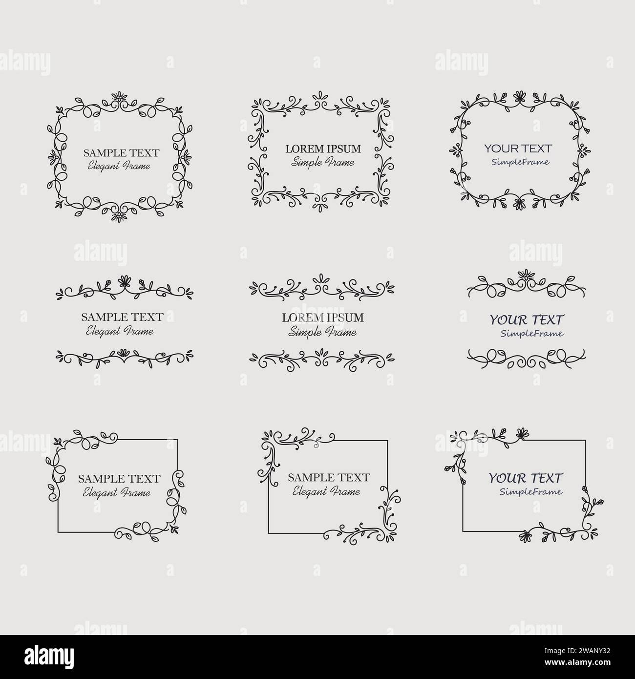 simple Floral greeting card background,Set of four round paperwork with ...