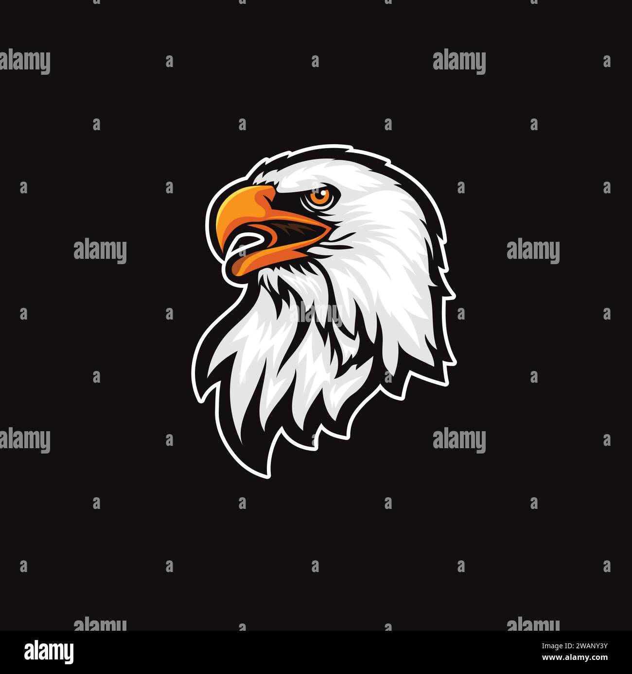 Eagle head logo vector Template on black background, Hawk mascot ...