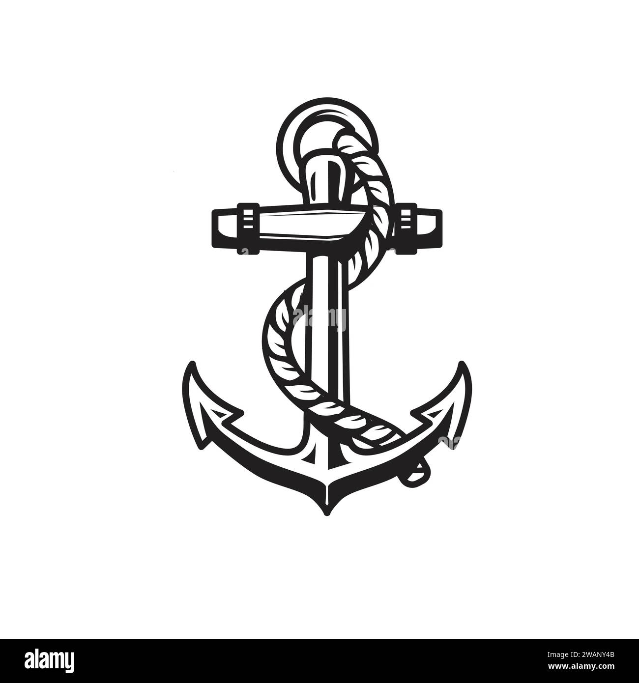 Vintage monochrome ship anchor Vector, simple anchor shape vector ...