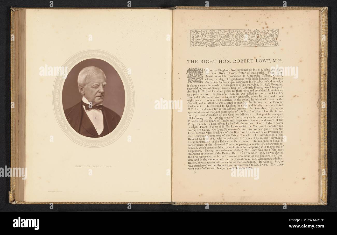Right hon. Robert Lowe, Lock & Whitfield, c. 1873 - in or before 1878 ...