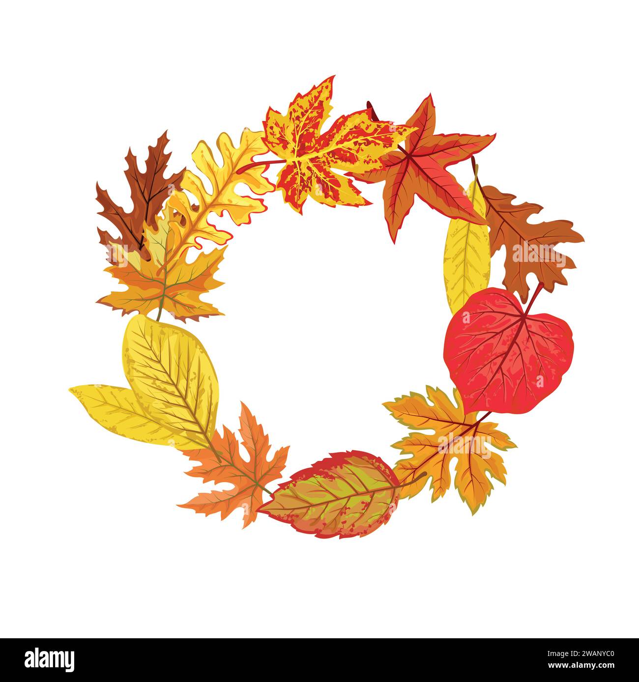 Vector Autumn Leaves Frame with white space vector, circle template ...