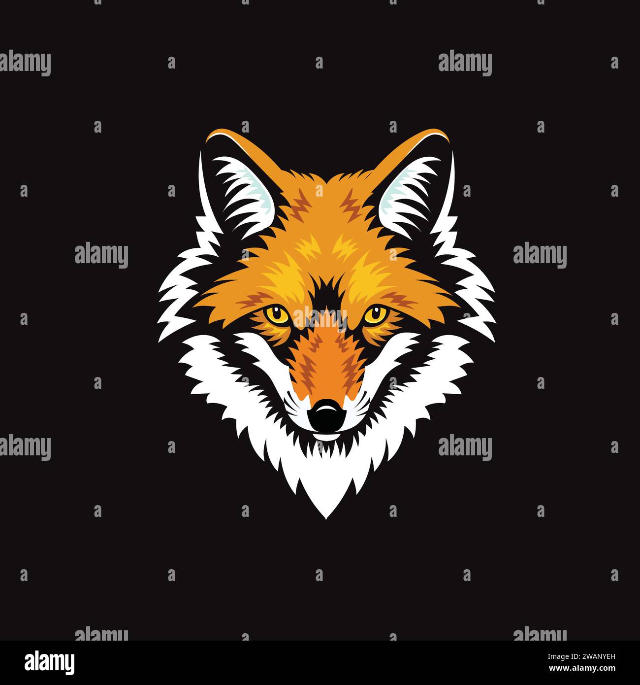 Red fox head muzzle vector illustration, sport club mascot logo icon ...