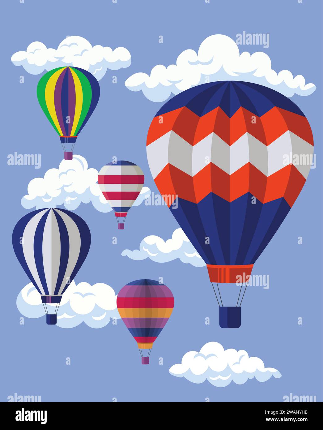 Flying hot air balloons colorful in blue sky. vintage hot air balloon ...