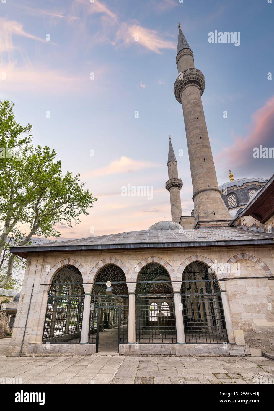 16th century Atik Valide Mosque after sunrise, located in Uskudar ...
