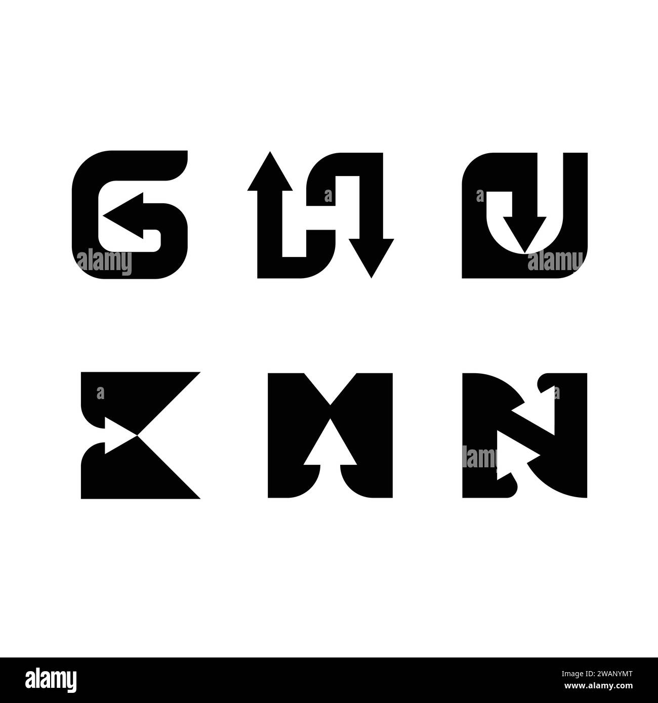 collection of letter with arrow vector concept, Alphabet letters an ...