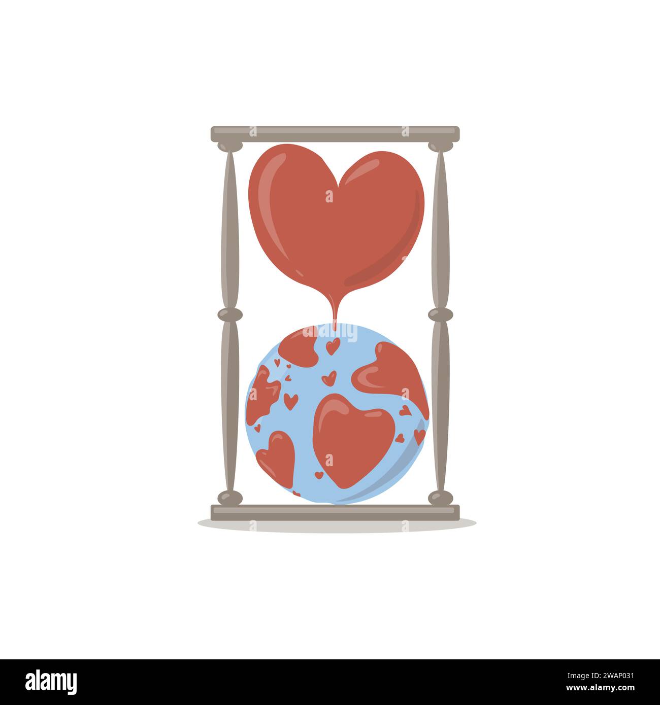 Hourglass with heart and globe vector illustration Stock Vector Image ...