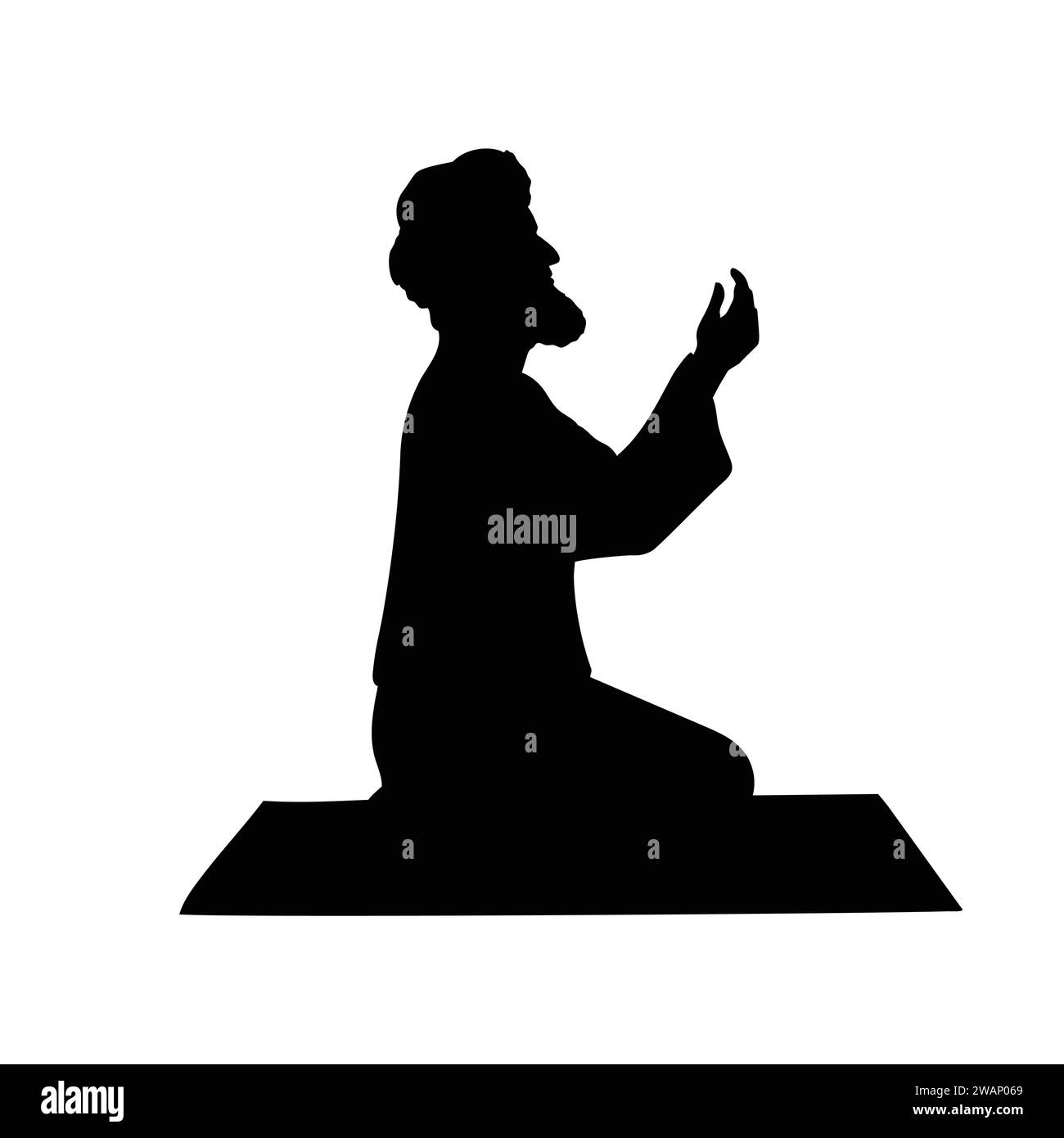 Silhouette of muslim man praying vector illustration Stock Vector Image ...