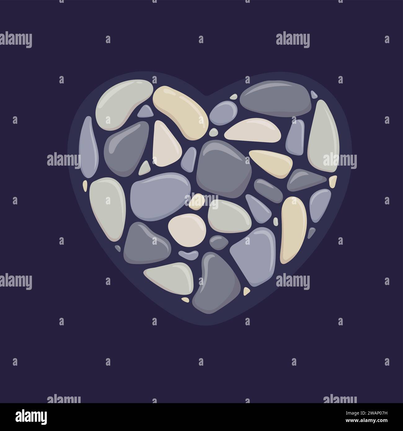 colorful Pebble Art of Heart vector ,Heart shaped art from stone Stock ...