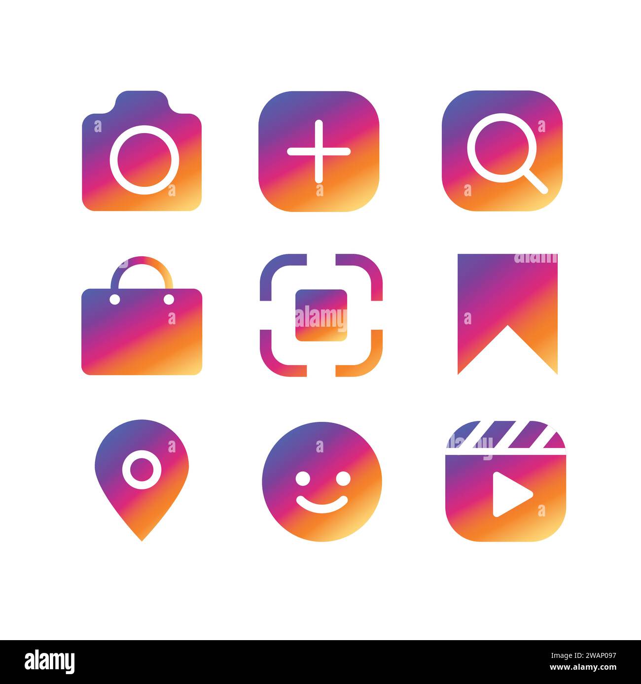 social media icon set in gradient vector color Stock Vector Image & Art ...
