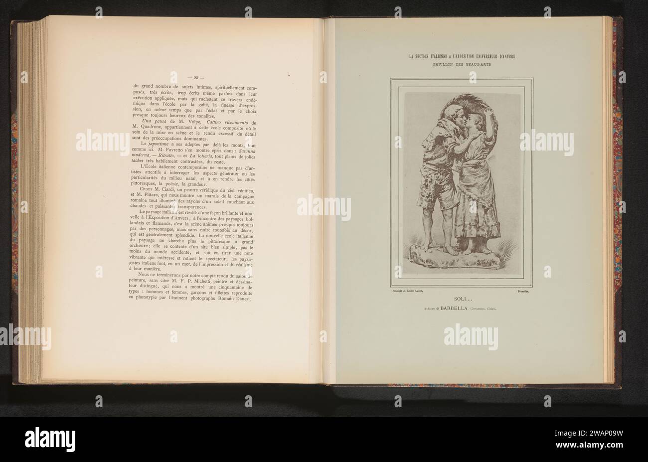 Reproduction of a drawing of a kissing pair by Costantino Barbella ...