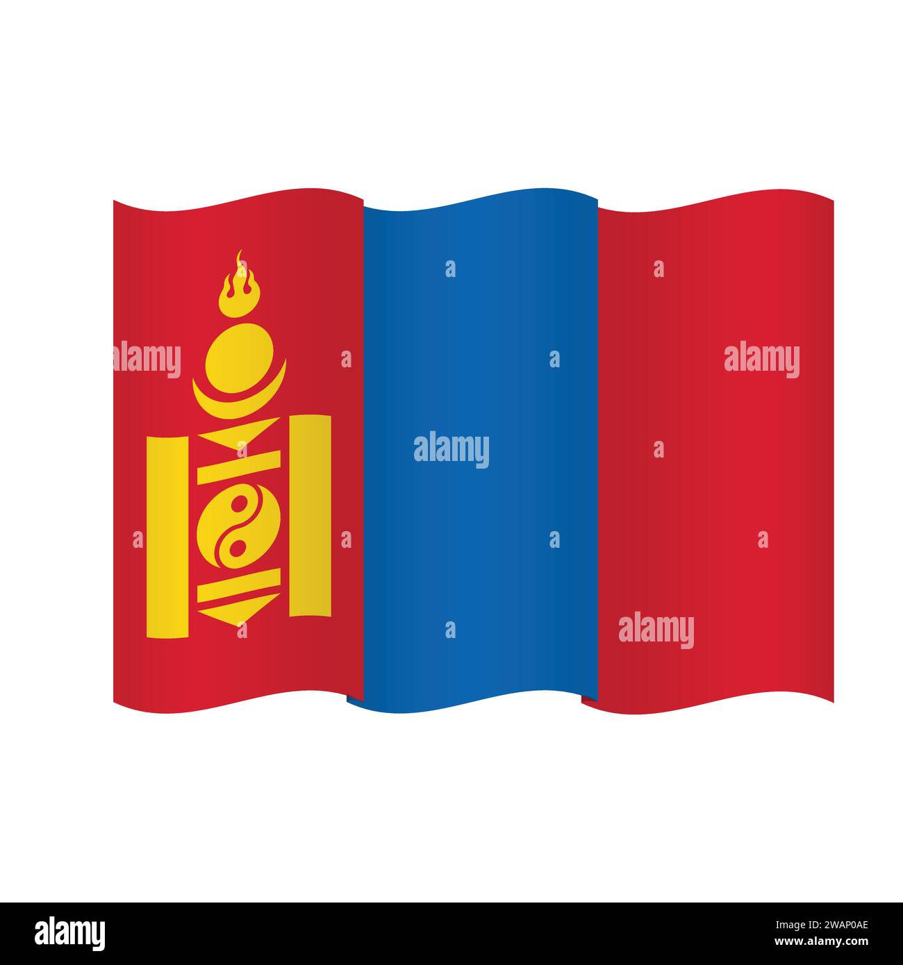 Mongolia Flag Waving Vector Illustration on White Background. Mongolia National Flag Stock ...