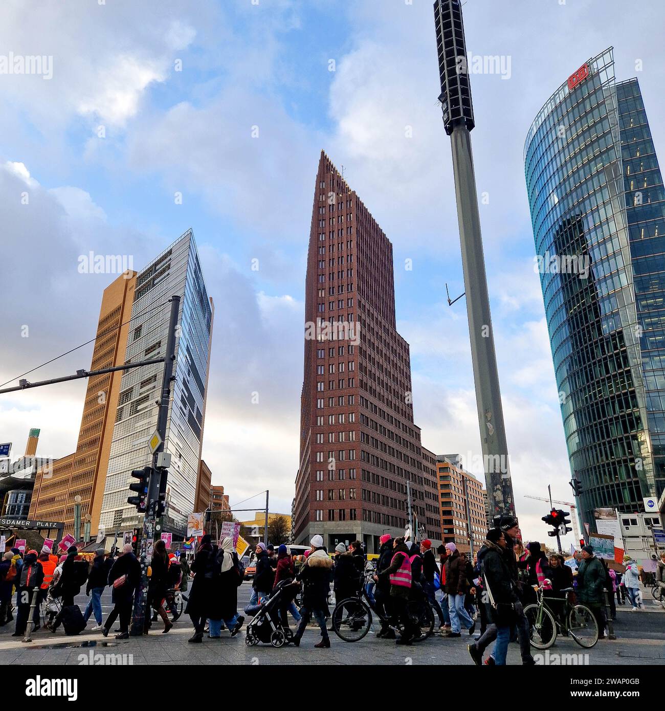 IG Metal workers demo at Potsdaner Platz, Berlin, Brandenburg, Germany ...