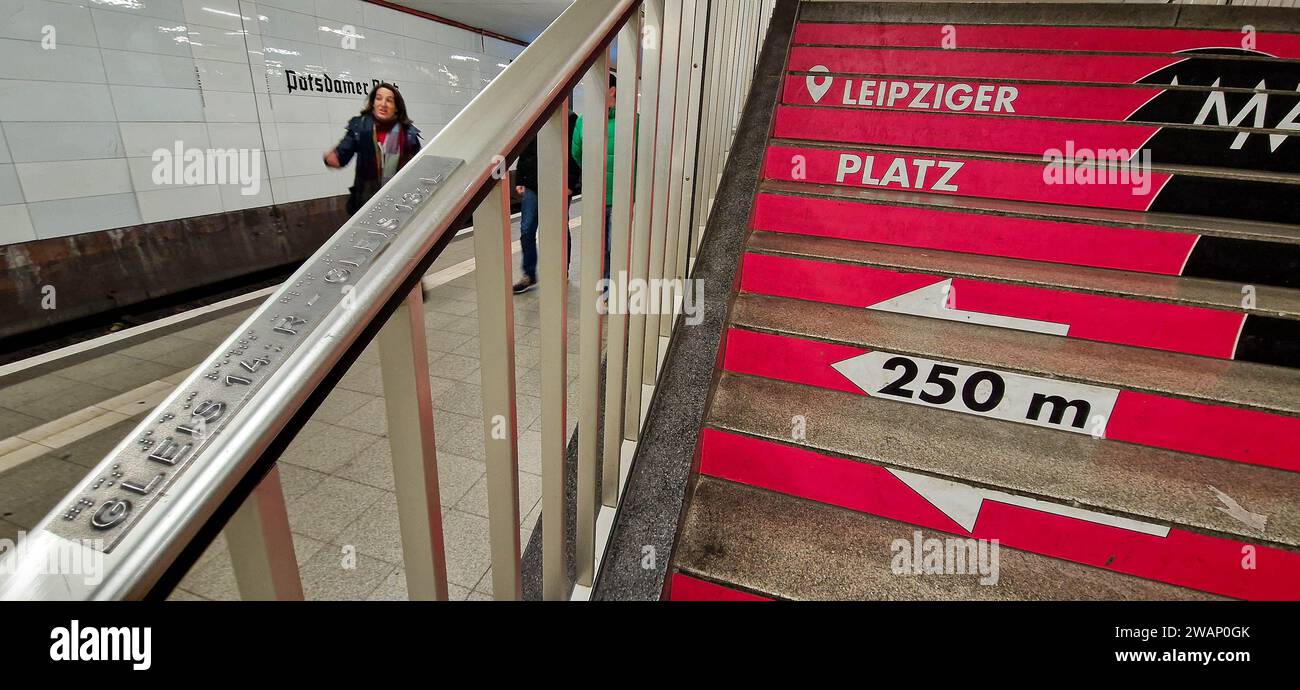 Braille signs, Potsdmaerplatz underground station, Berlin, Brandenburg ...