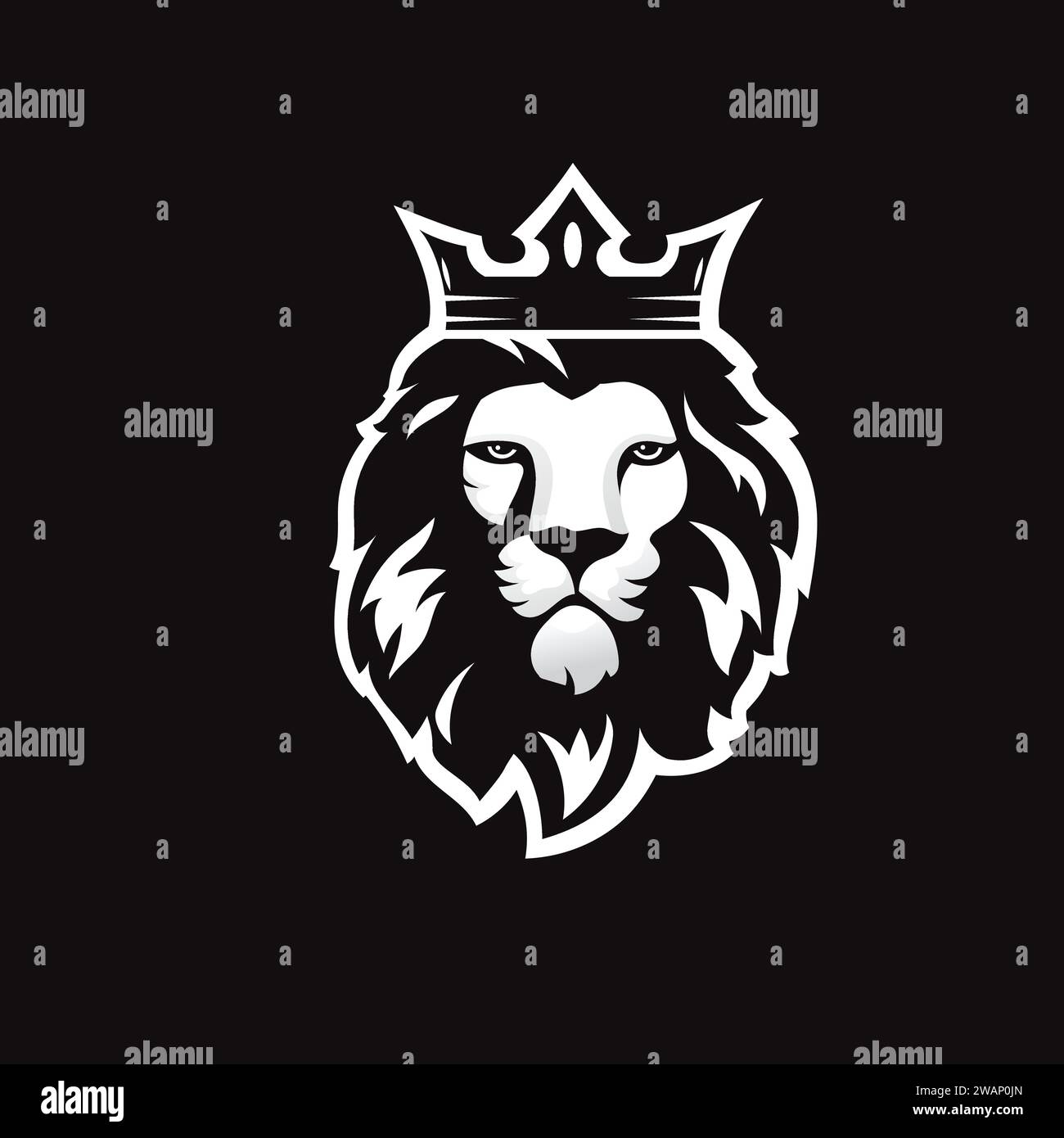 brave lion head wearing crown logo template, Lion king Head Logo Vector ...
