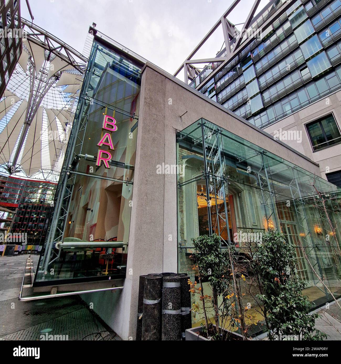 Modern bar at former Hotel Esplanade, Sony center, Potsdamerpaltz ...