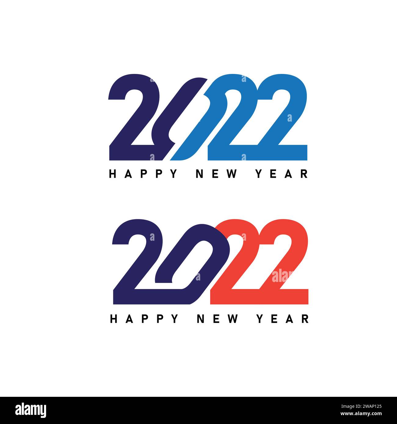 Set of 2022 Happy New Year text design. 2022 number design template ...
