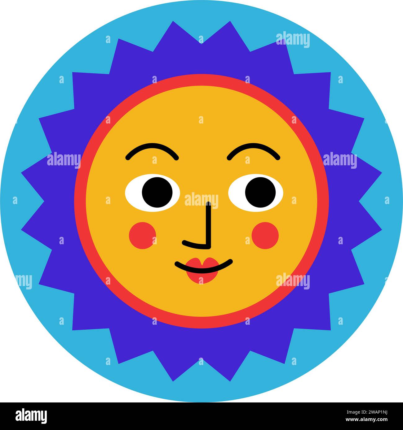 Sun character with blush and positive expression Stock Vector Image ...