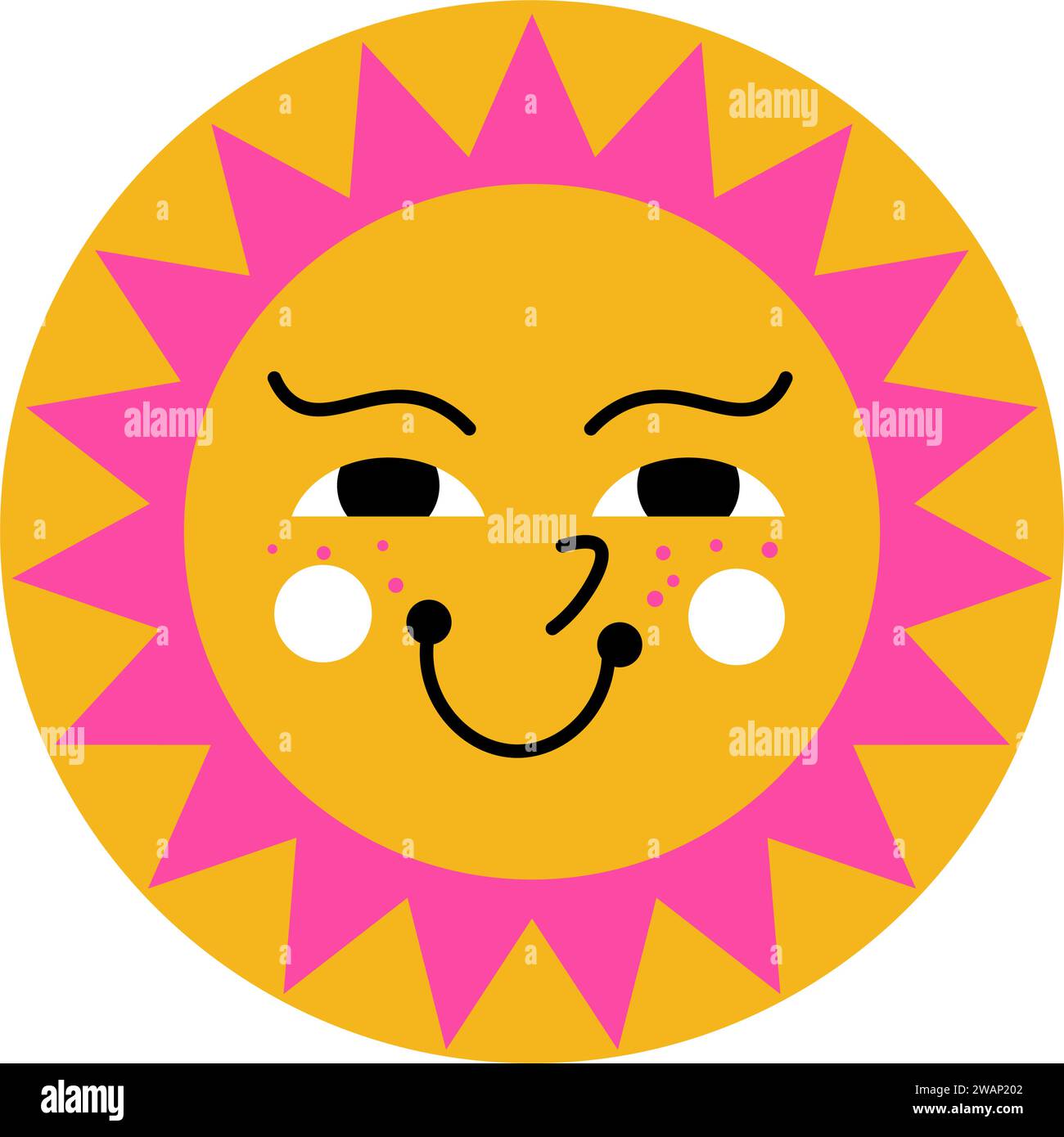 Funny sun character with smiling facial expression Stock Vector Image ...