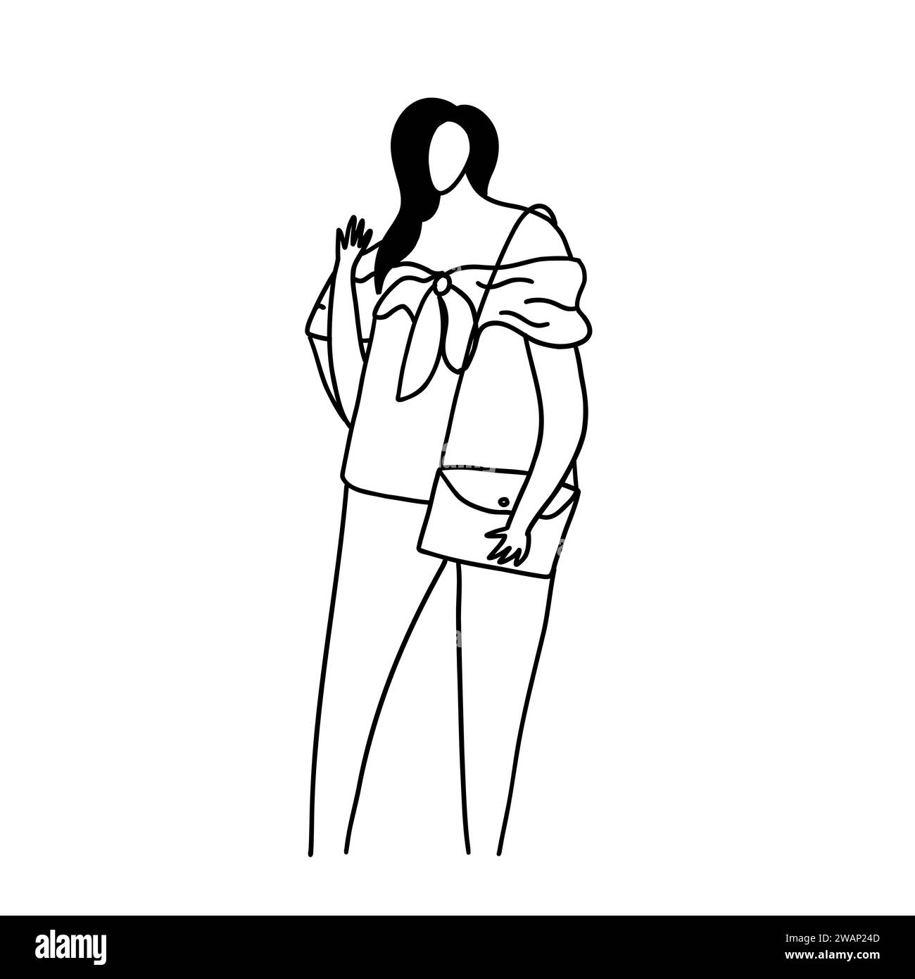 Modern, trendy and minimalistic fashion lady. Vector illustration in ...