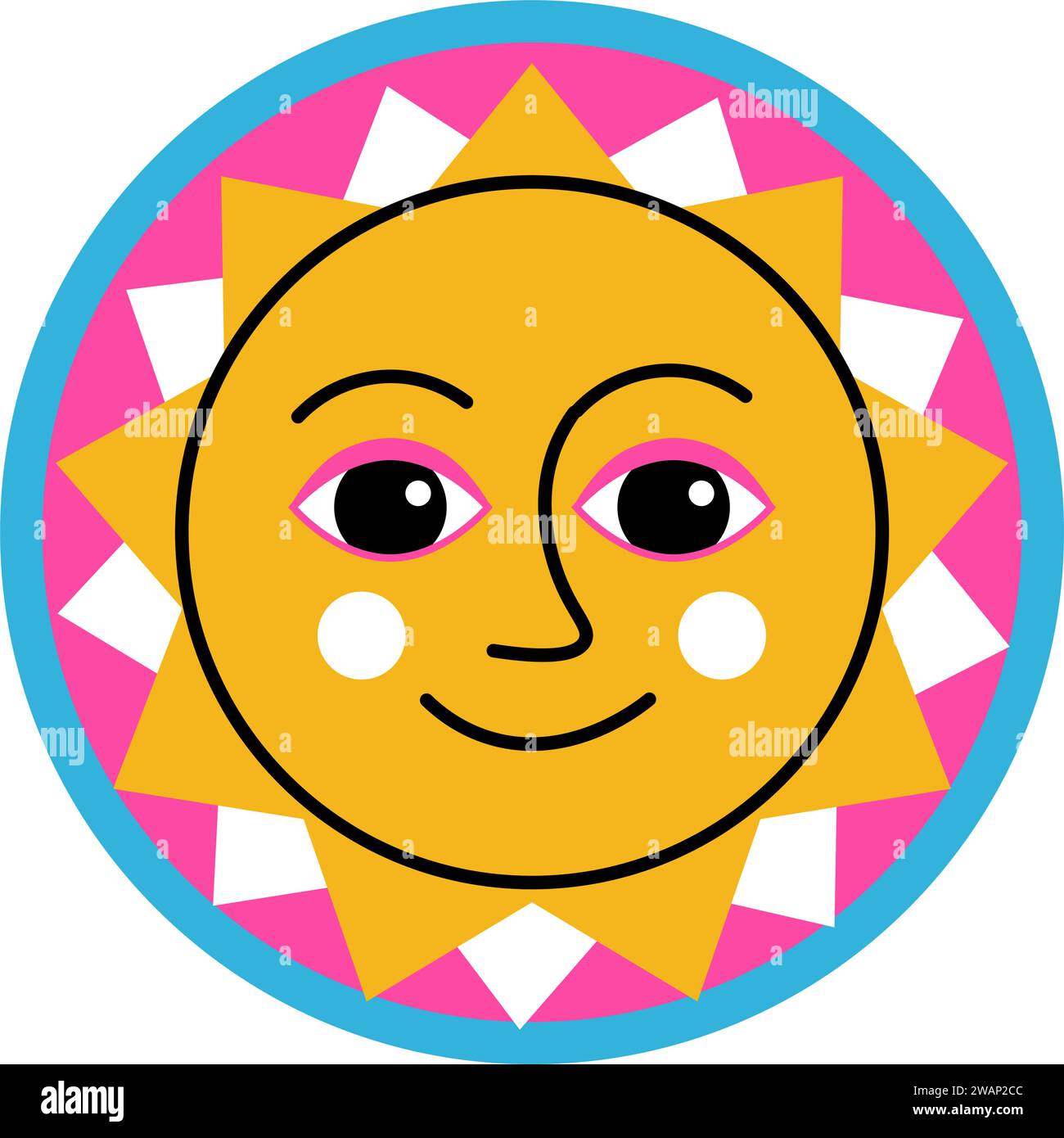 Positive smiling character, sun with small rays Stock Vector Image ...