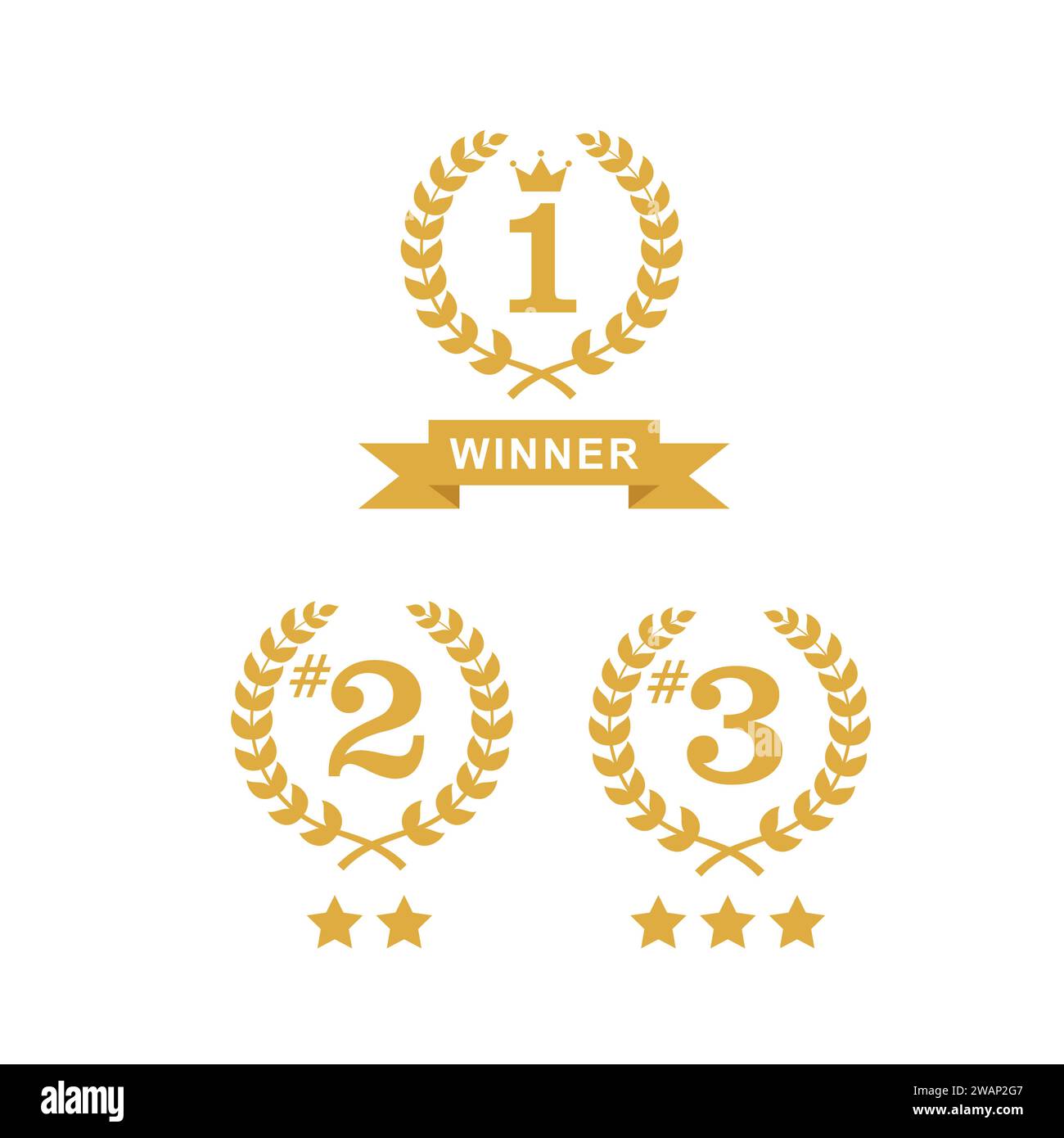 Wreath frame ranking illustration set . from 1st place to 3rd place ...