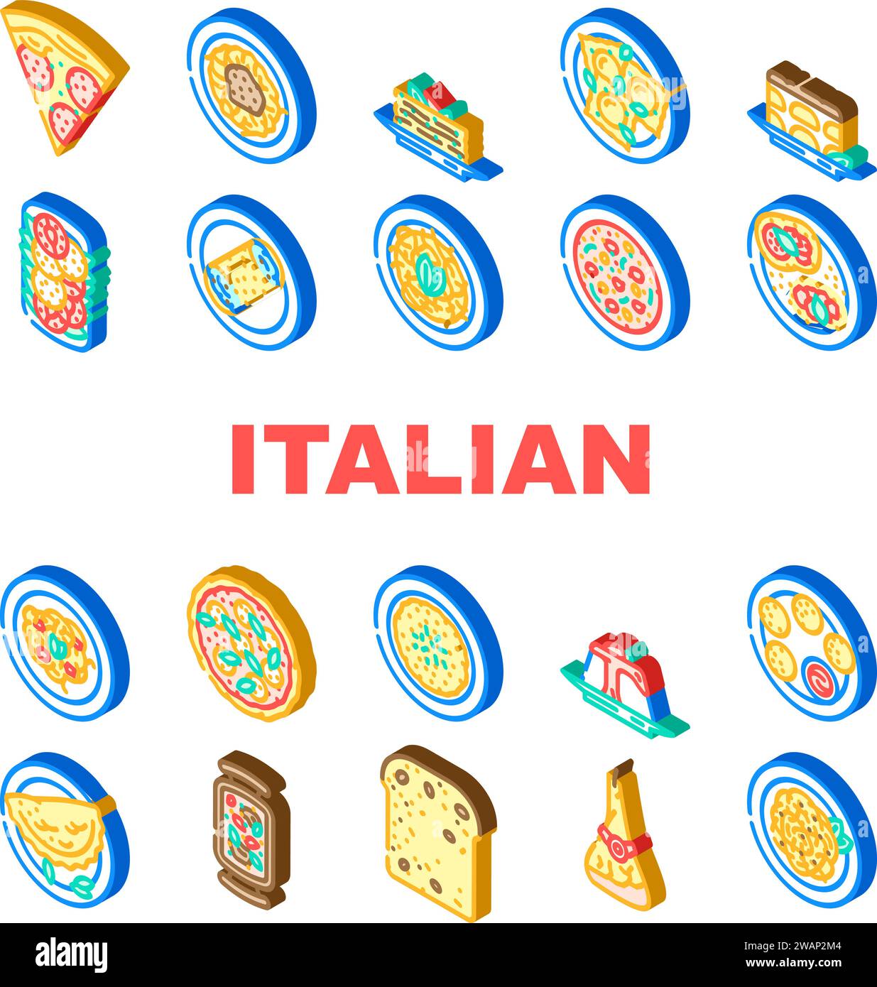 italian cuisine food pasta icons set vector Stock Vector Image & Art ...