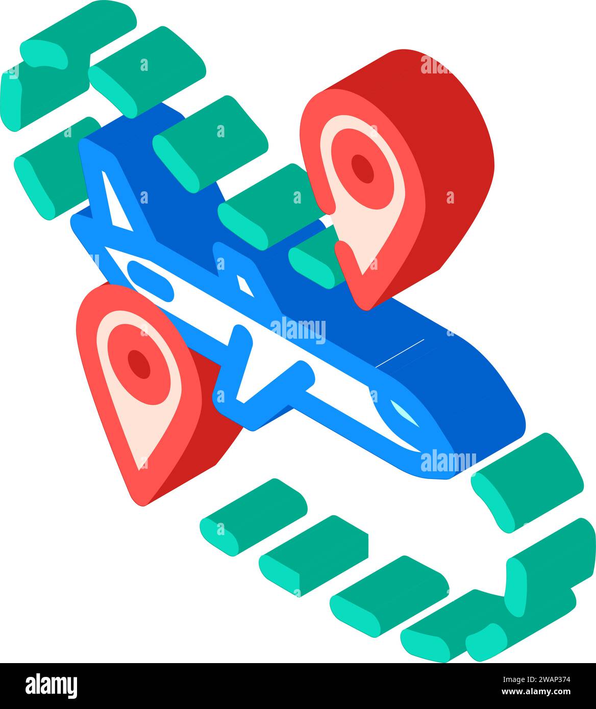 airplane track map location isometric icon vector illustration Stock ...