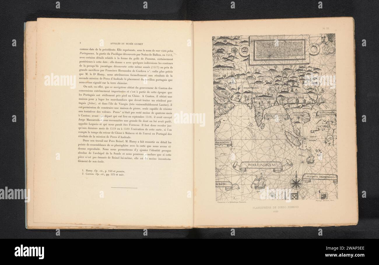 Reproduction of a map by Diogo Ribeiro, Michel Berthaud, after Diogo ...