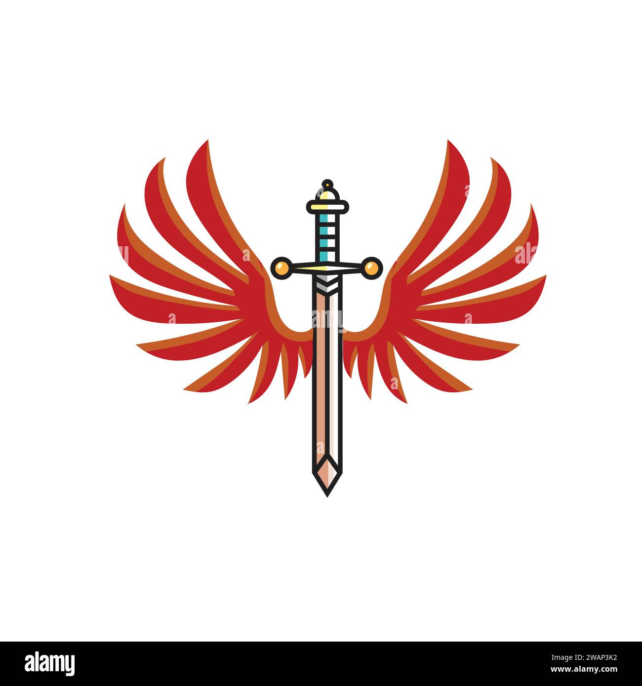 Sword and wings color vector template illustration Stock Vector Image ...