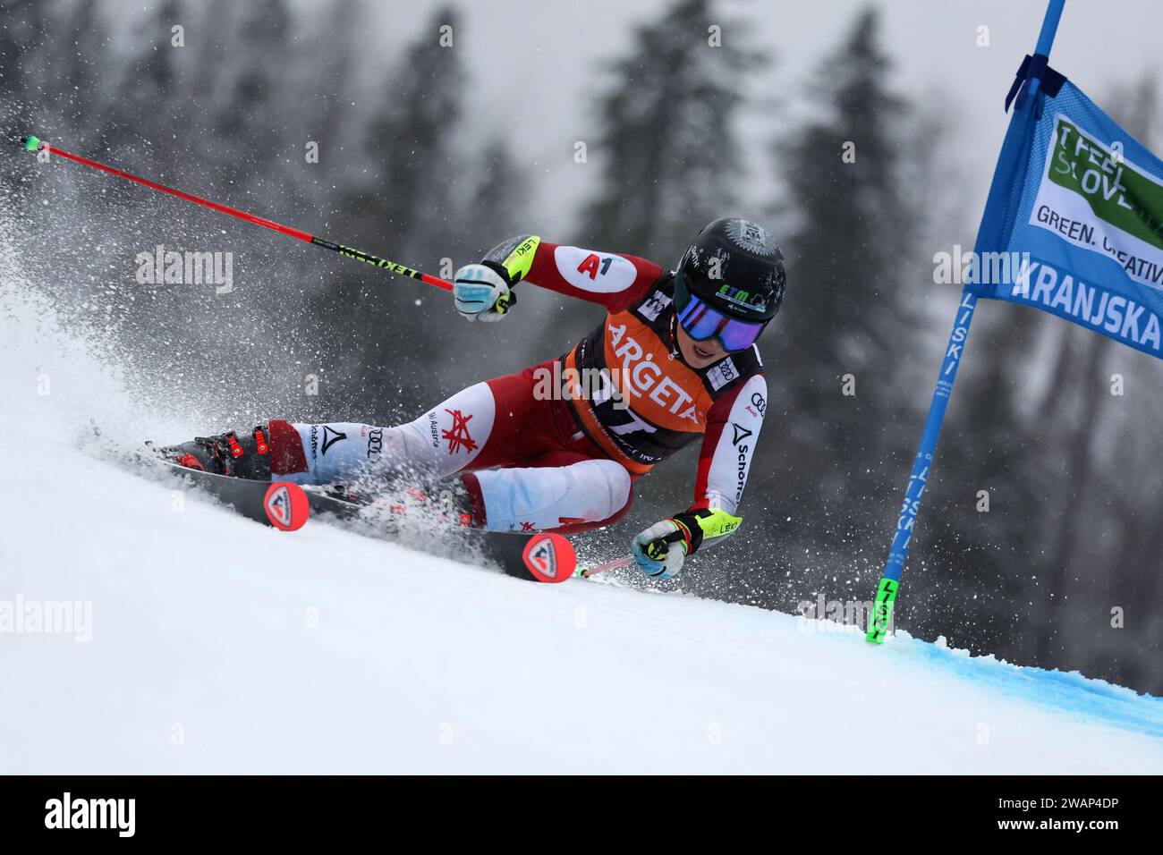 Austria's Julia Scheib speeds down the course during the first run of ...