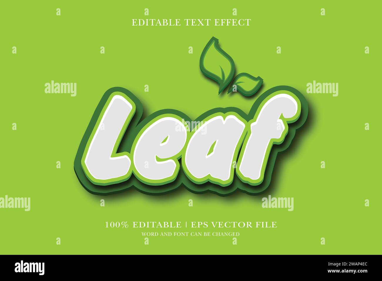 Leaf Editable text Effect with 3d vector design Stock Vector Image ...
