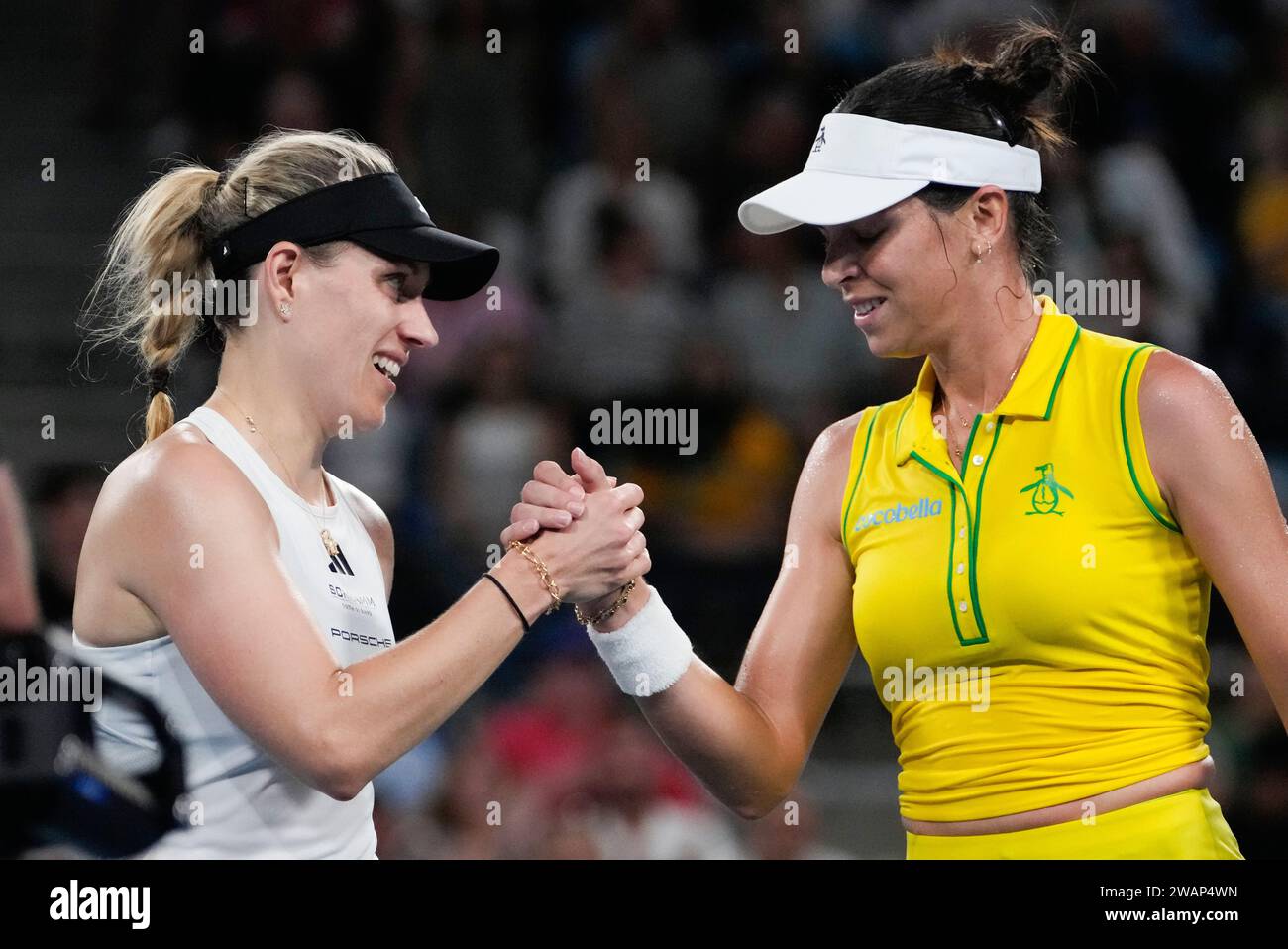 Germany's Angelique Kerber, left, is congratulated by Australia's Ajla ...
