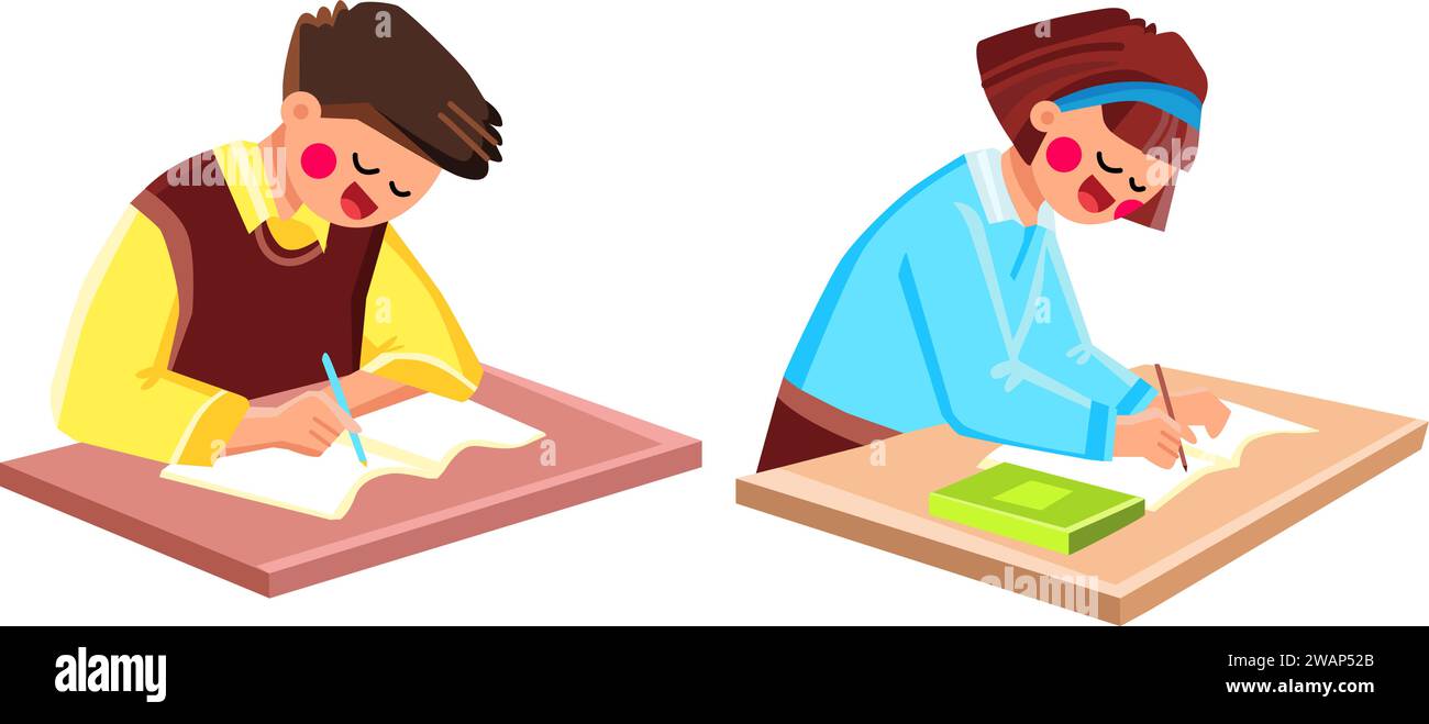 student kid writing vector Stock Vector Image & Art - Alamy