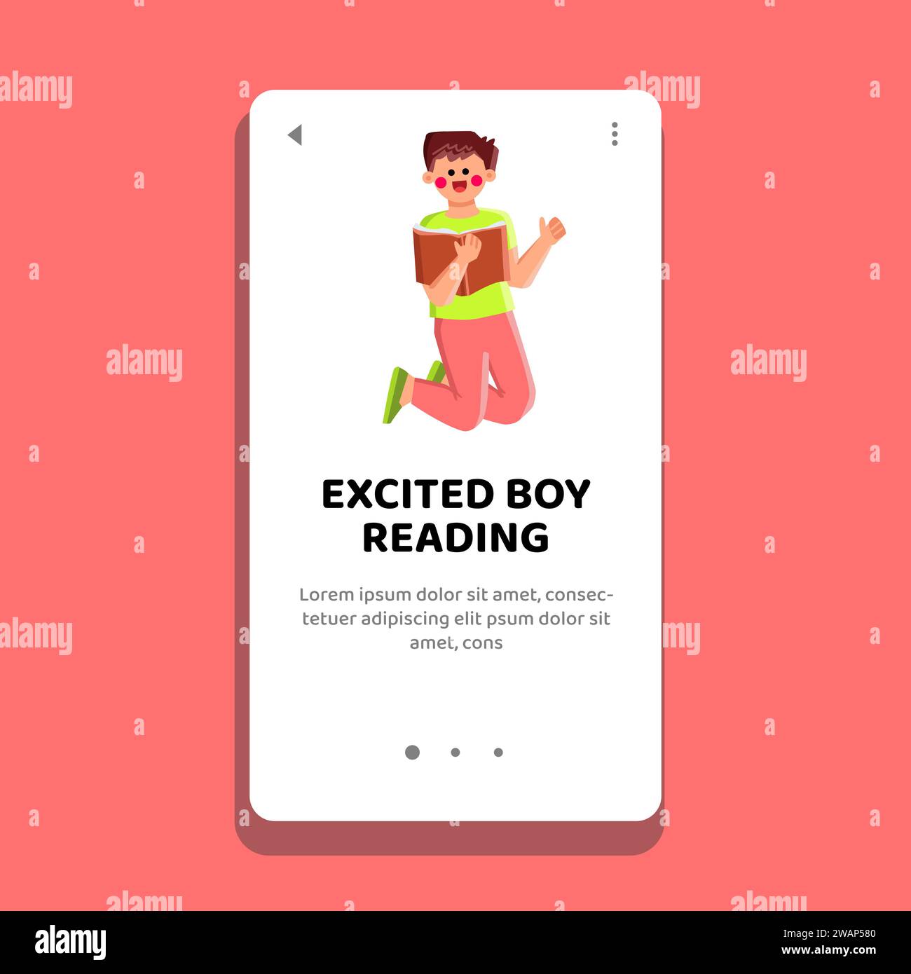 child excited boy reading vector Stock Vector Image & Art - Alamy