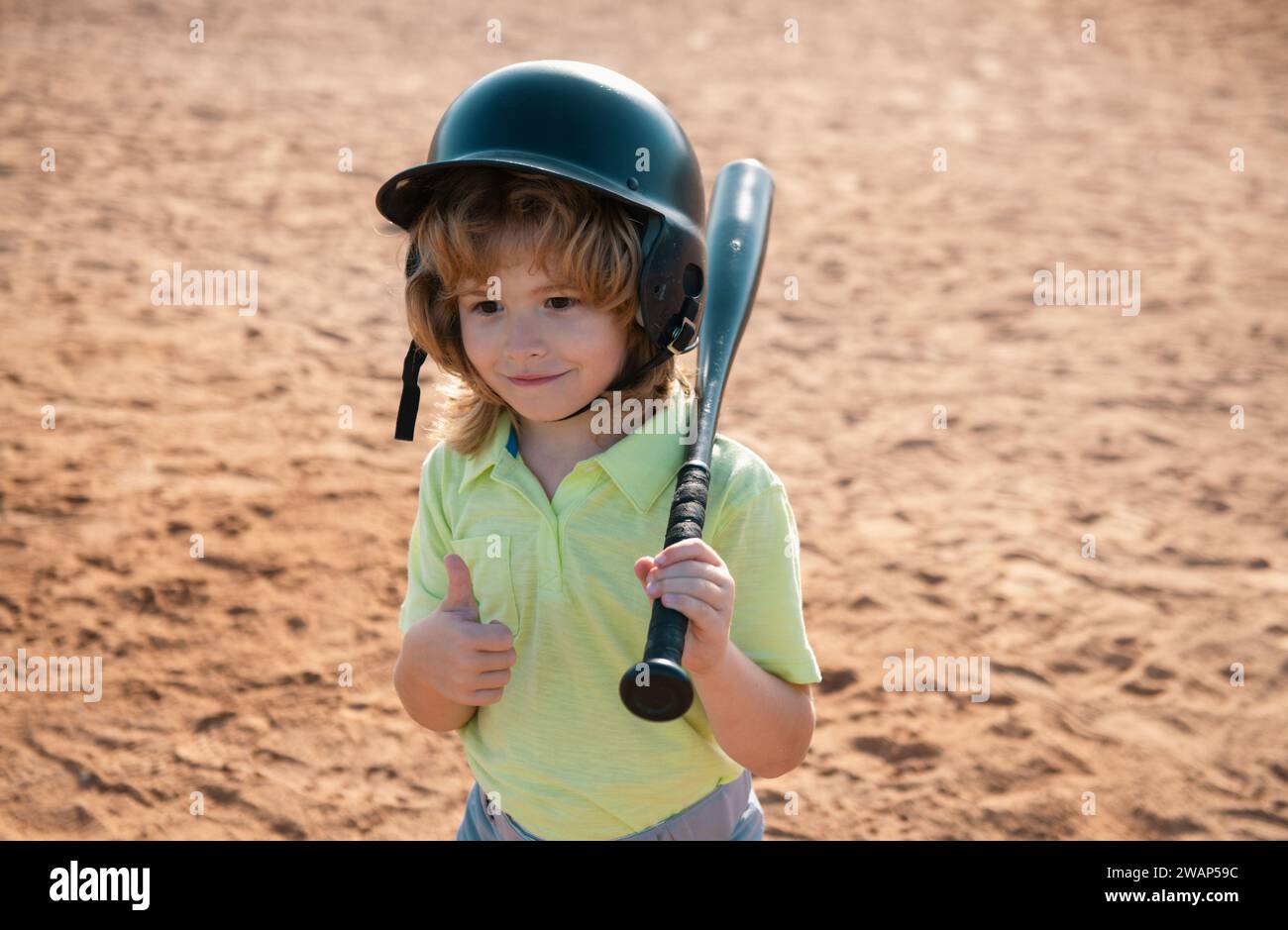 Boy kid posing with a baseball bat. Portrait of child playing baseball ...