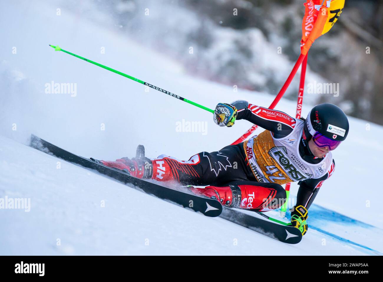 Alta Badia, Italy 17 December 2023. JORDAN Asher (CAN) competing in the Audi Fis Alpine Skiing ...