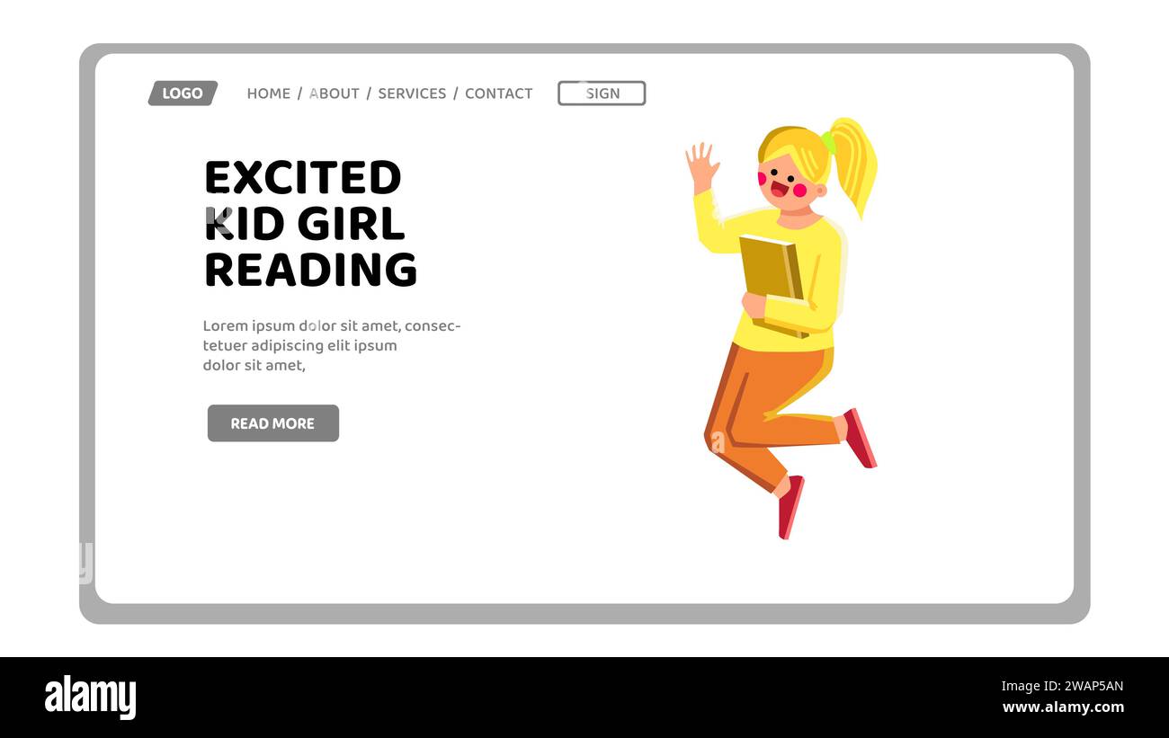 book excited kid girl reading vector Stock Vector Image & Art - Alamy