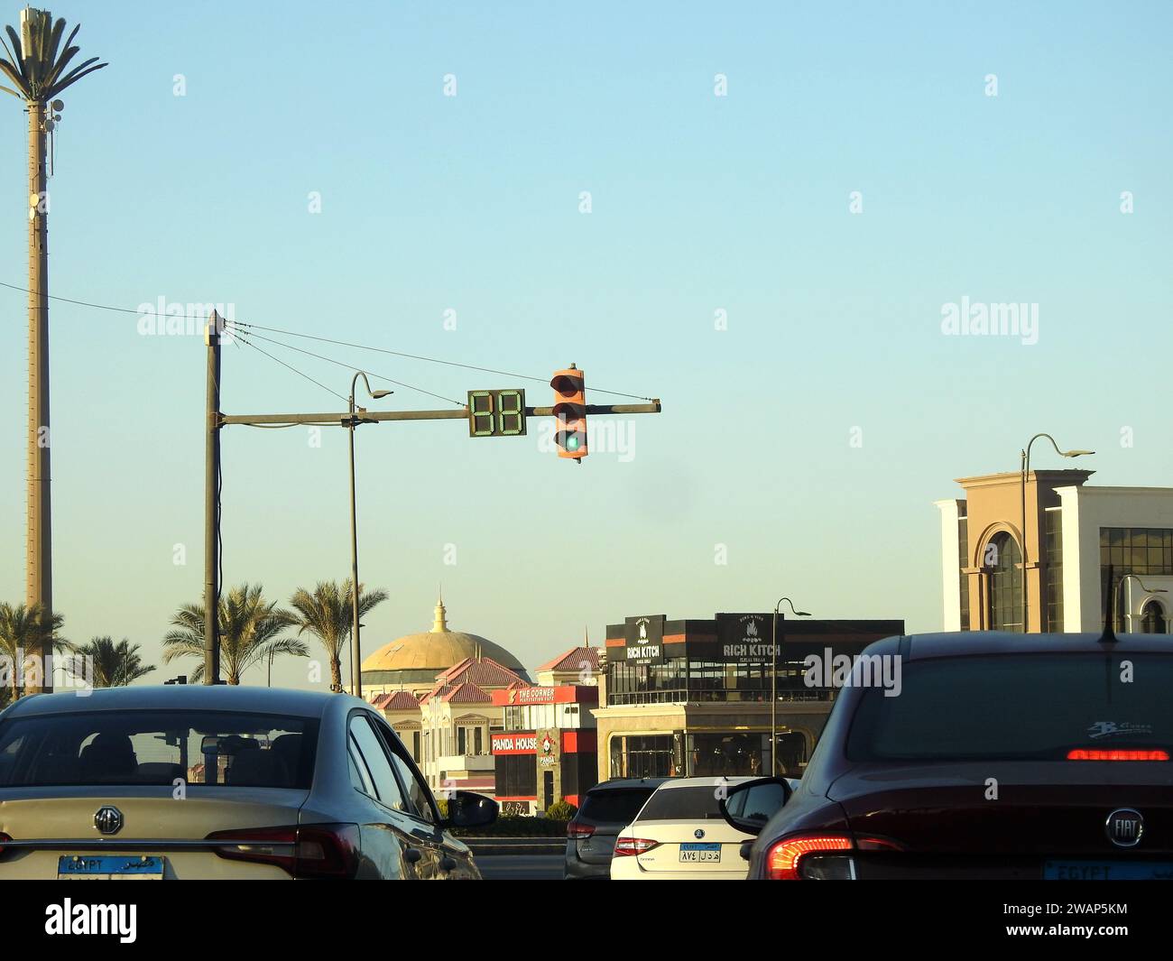 Cairo, Egypt, December 15 2023: Traffic signals in Egyptian streets ...