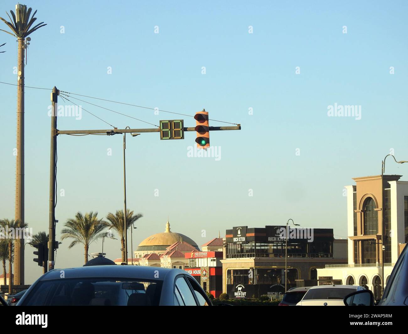 Cairo, Egypt, December 15 2023: Traffic signals in Egyptian streets ...