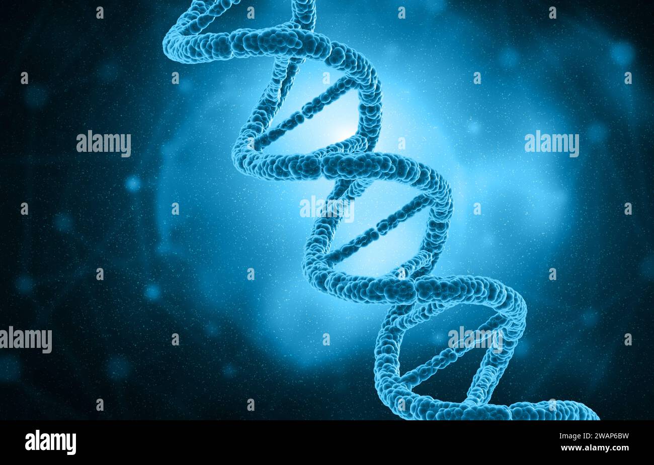 DNA structure in abstract blue medical science background. 3d ...