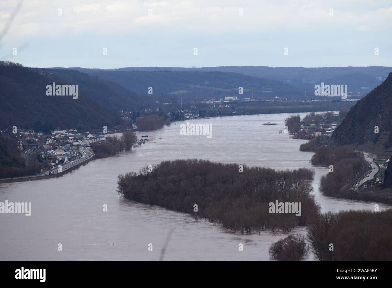 Rhine valley flood between Koblenz and Bonn Stock Photo - Alamy