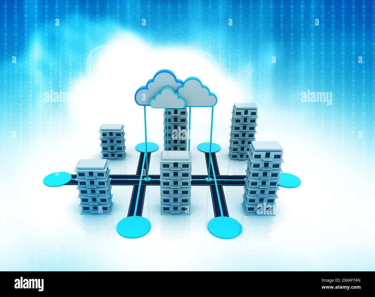Smart city and cloud computing. 3d illustration Stock Photo - Alamy