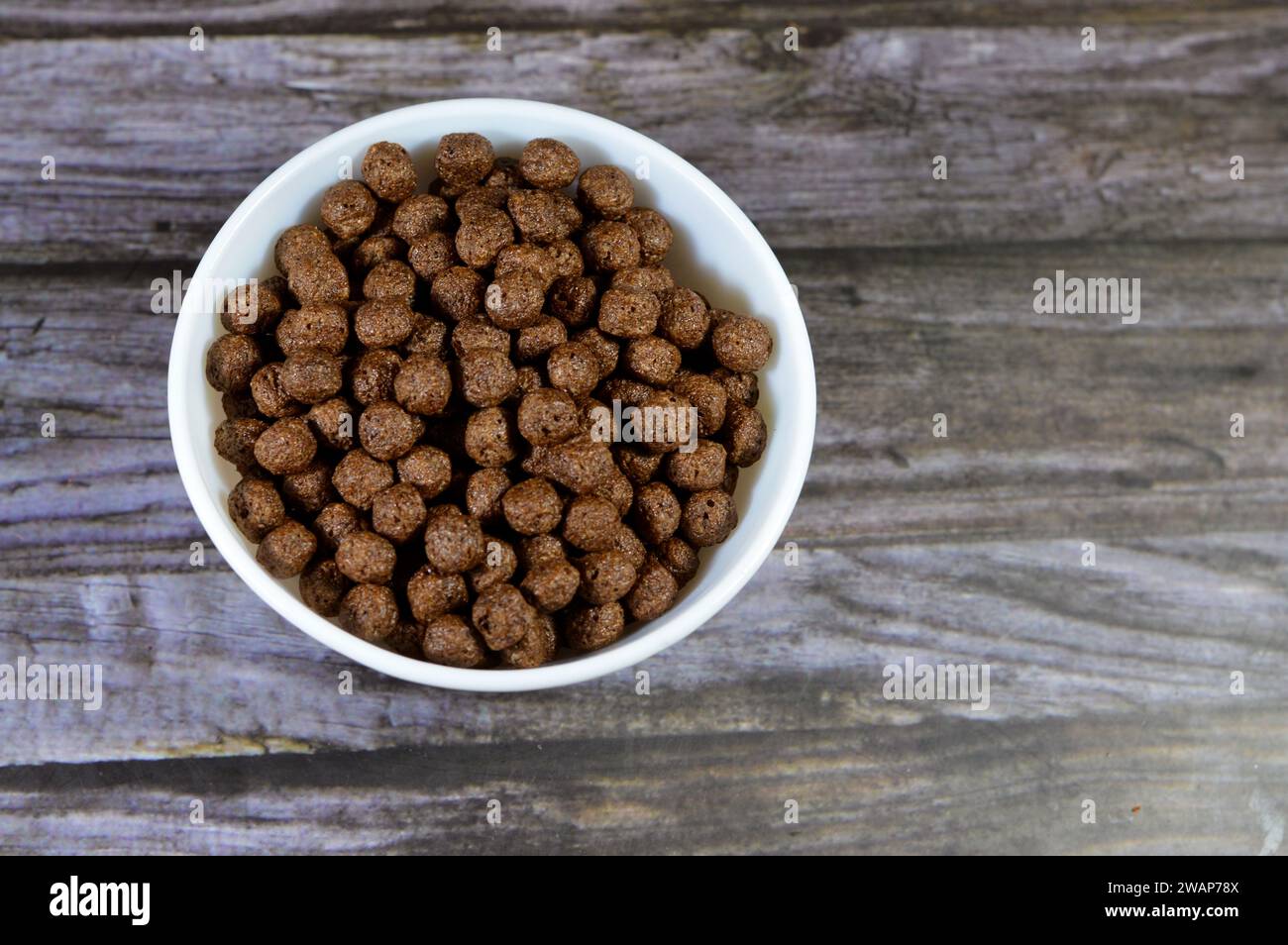 Breakfast Chocolate flavored balls cereal, as a snack prepared with ...
