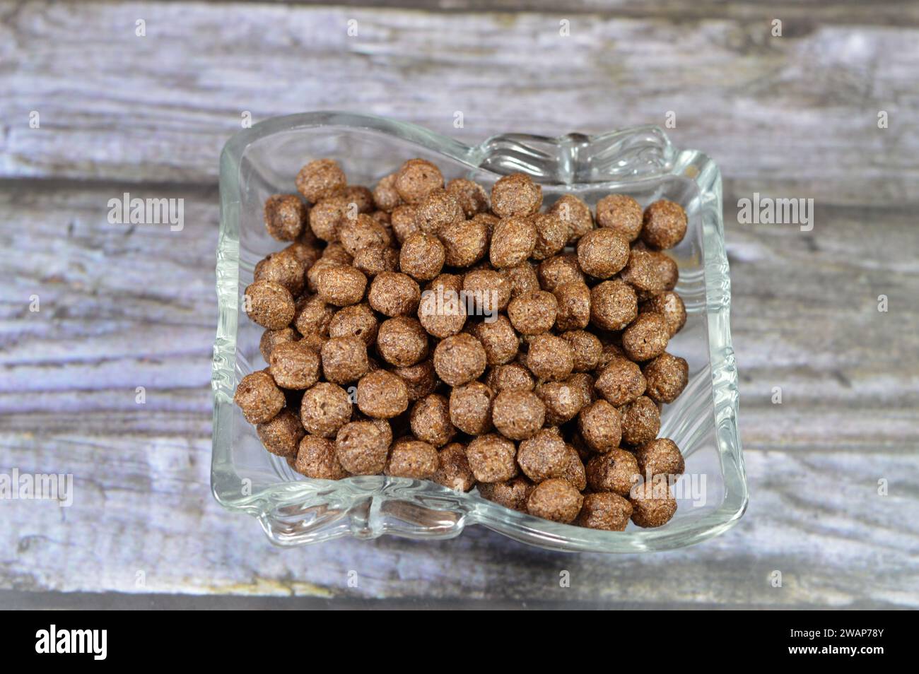 Breakfast Chocolate flavored balls cereal, as a snack prepared with ...