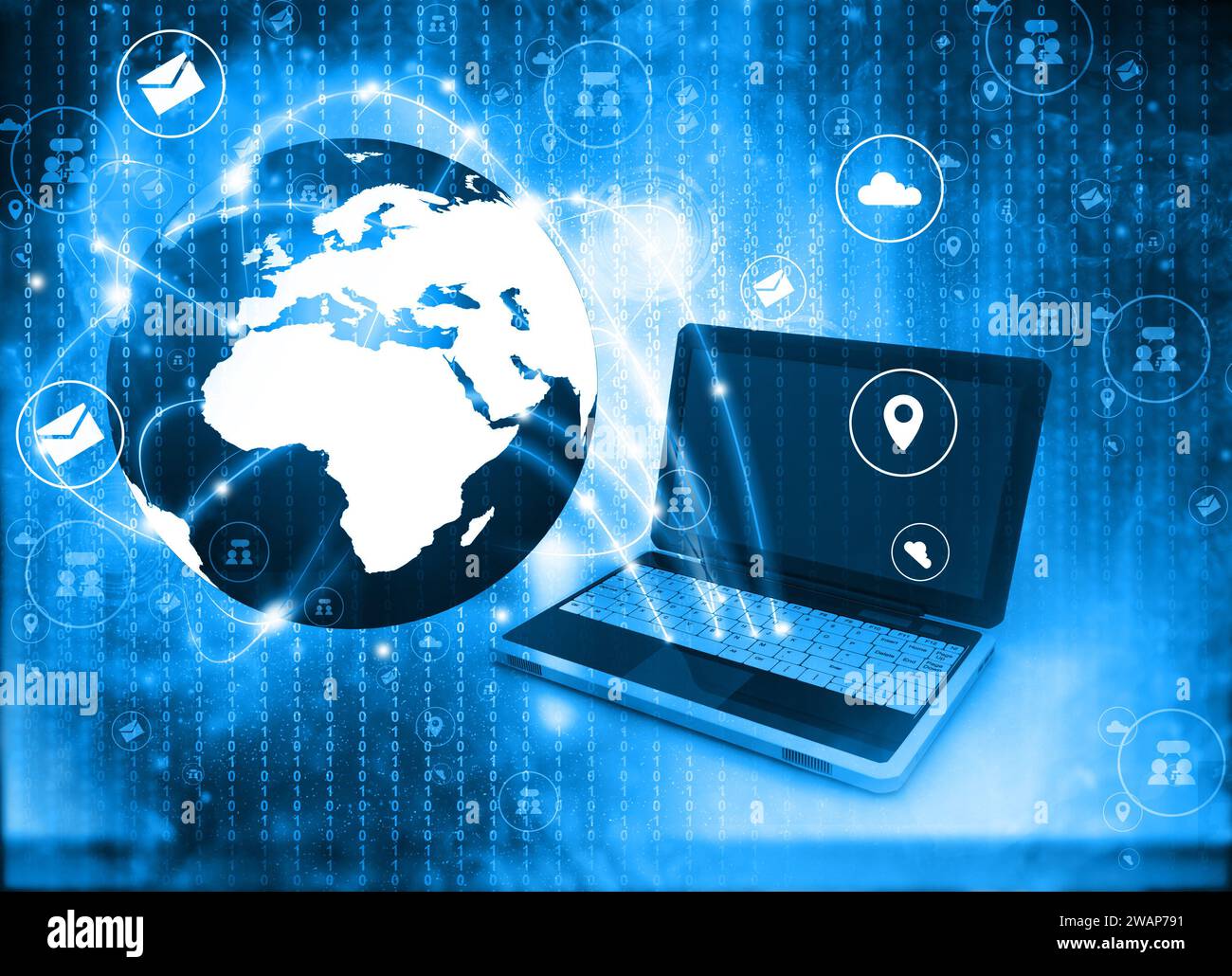 3d laptop computer world globe hi-res stock photography and images - Alamy