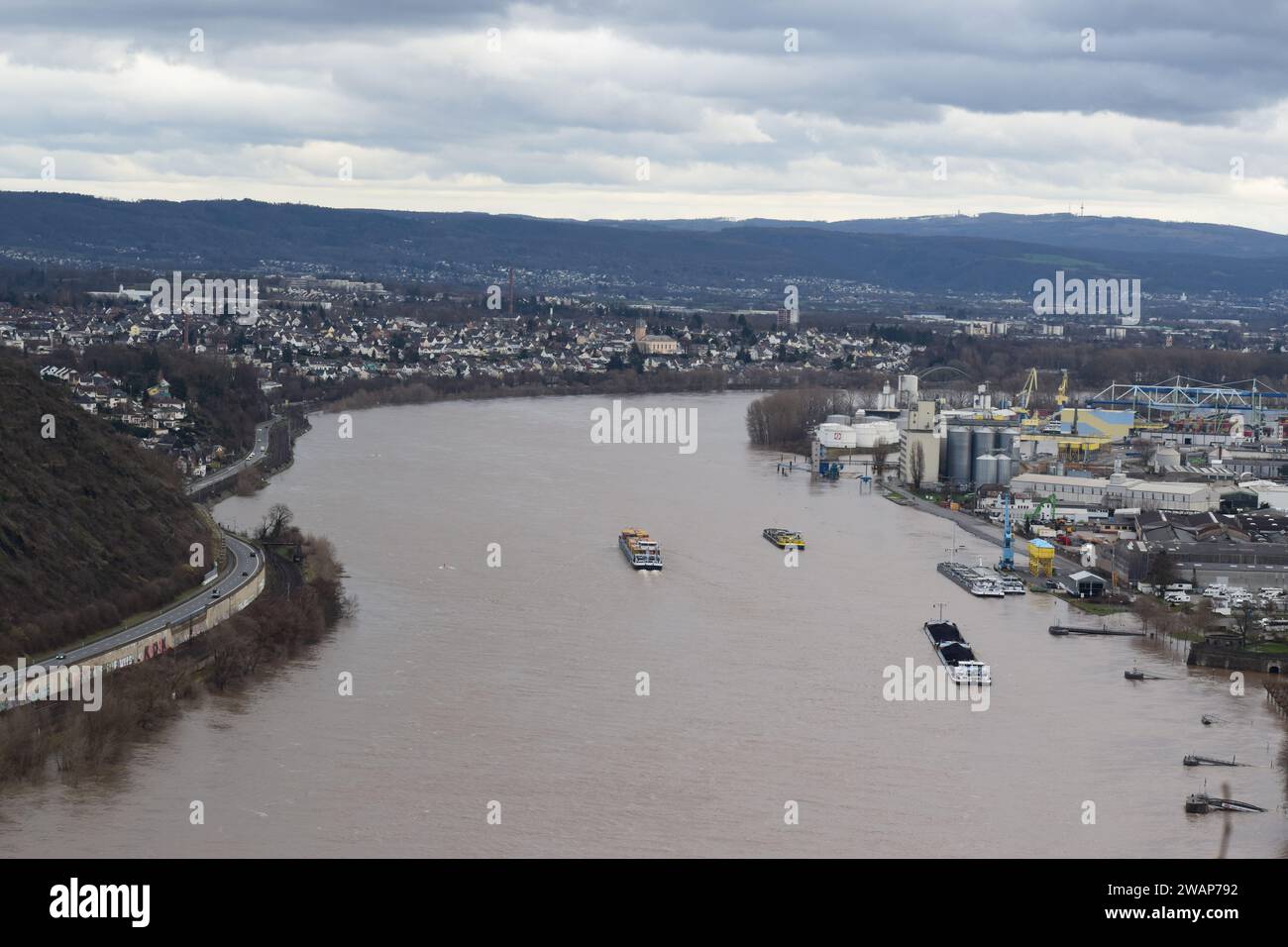 Rhine flood at Andernach in 2024 Stock Photo - Alamy