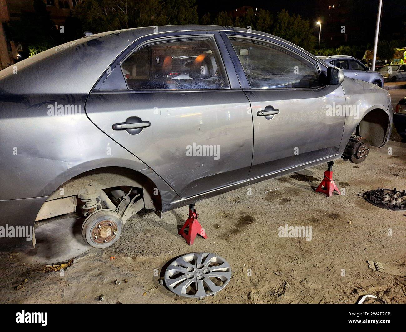 Cairo, Egypt, September 26 2023: maintenance of a KIA Cerato Korean car ...